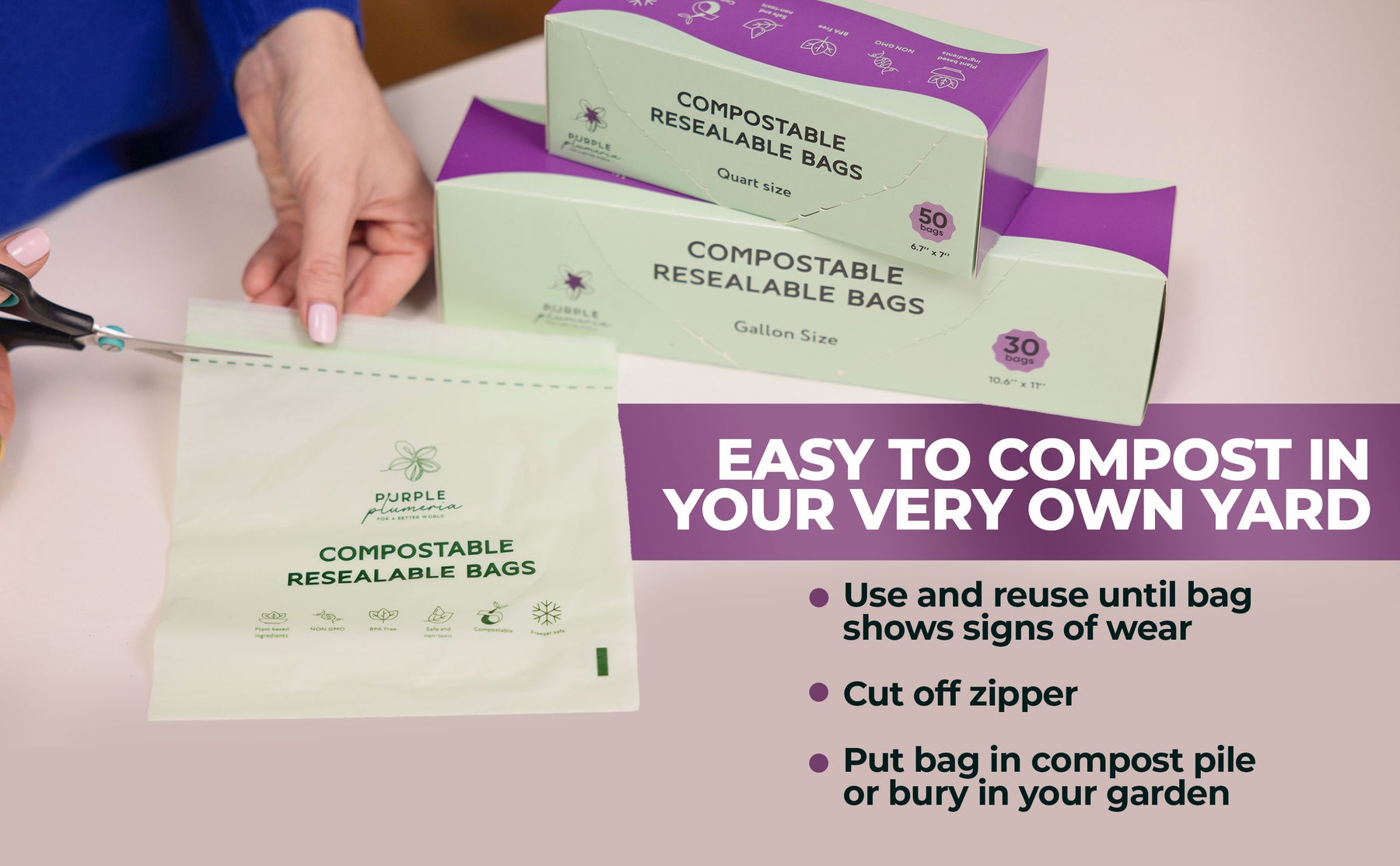 Eco-Friendly Compostable Ziplock Bags | PurplePlumeria